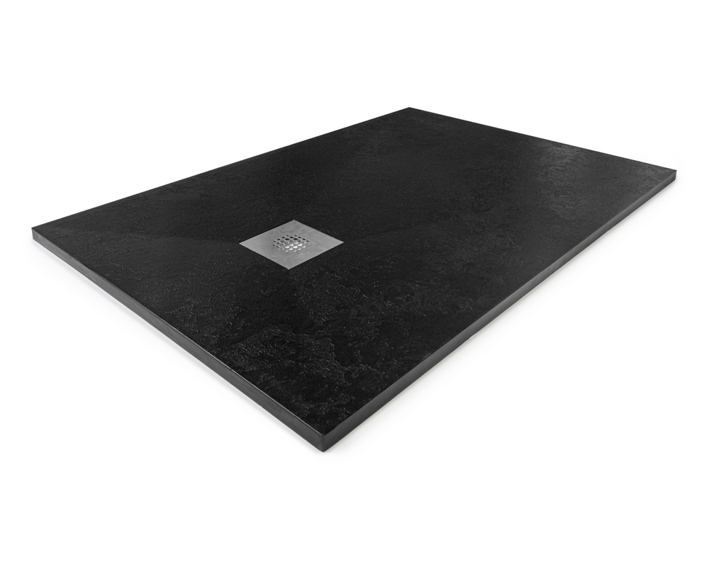 Cadita de dus slim ultra usoara ALUX - neagra - textura piatra | Fibrex ...